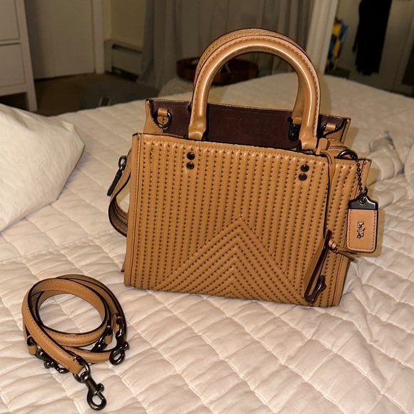Coach | Bags | Coach 941 Rivets Rogue Tote 25 In Caramel | Poshmark